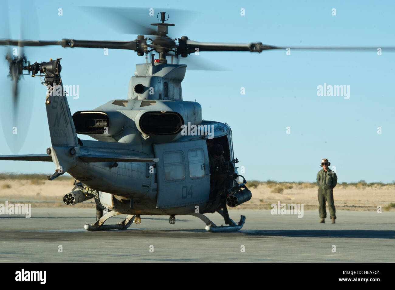 A U.S. Marine UH-1Y Huey/Venom assigned to Light Attack Helicopter ...