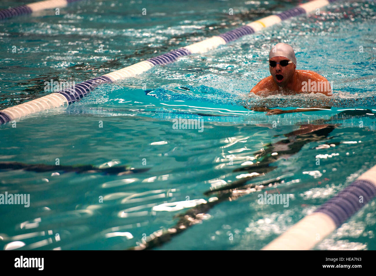 Air Force athlete Timothy Babb competes in swimming during the 2014 ...