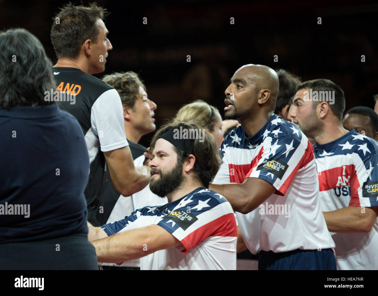 The sitting volleyball team representing the United States during the ...