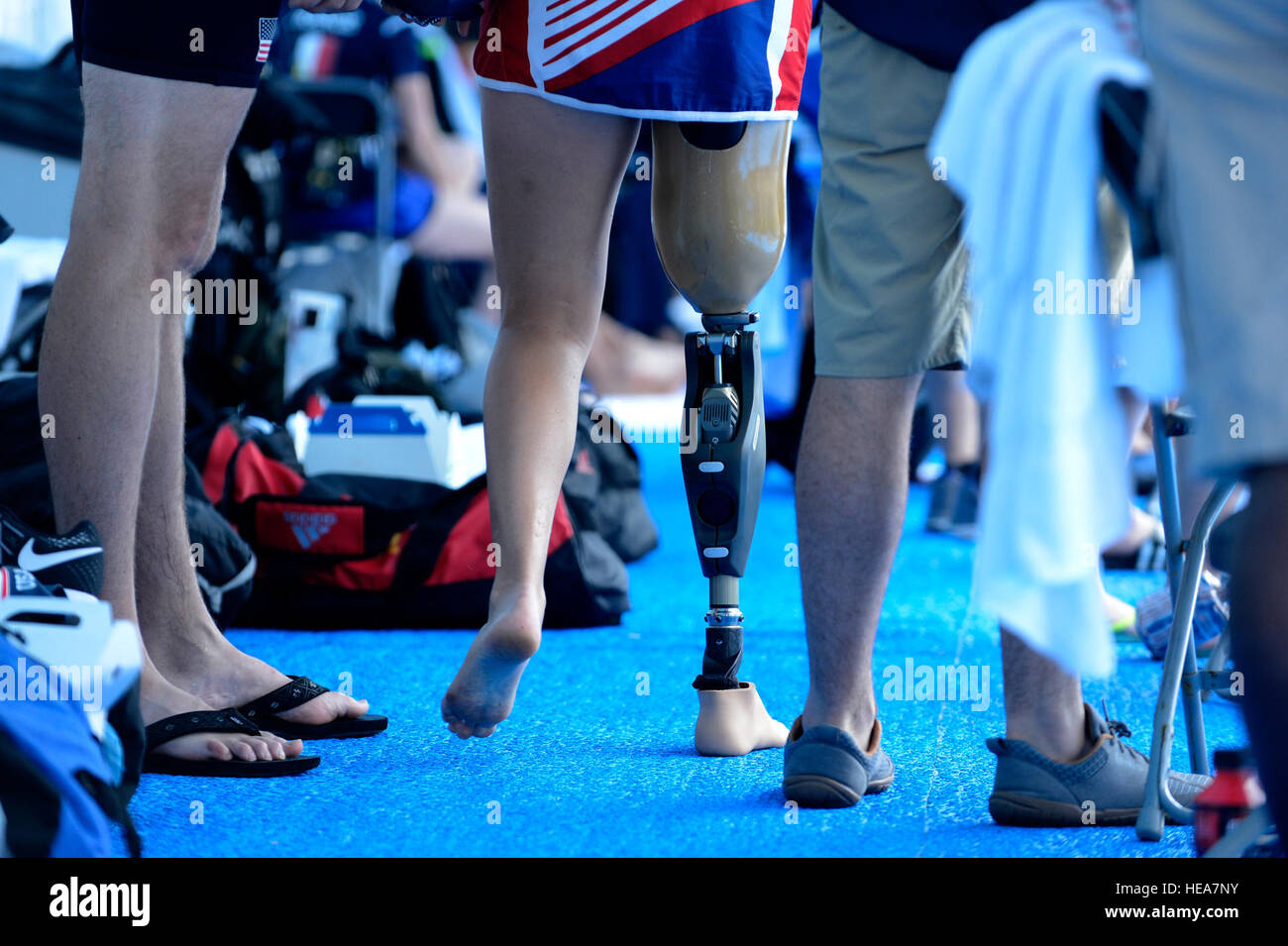 Team U.S. swimming member U.S. Air Force Capt. Christy Wise, walks to ...
