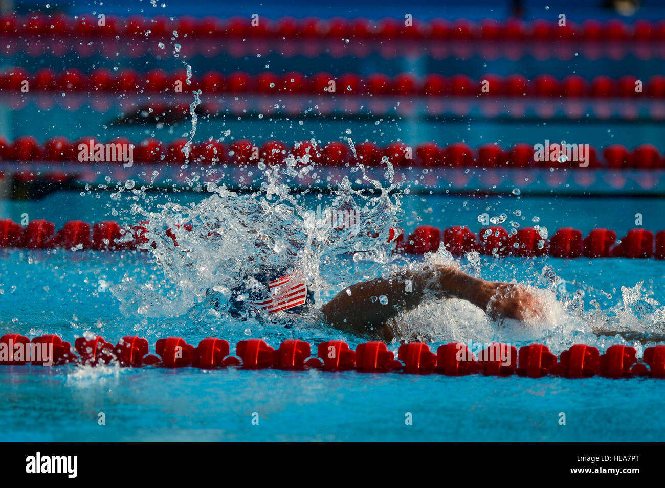 U.S. Army Sgt. Elizabeth Marks swims the 50-meter freestyle at Invictus ...