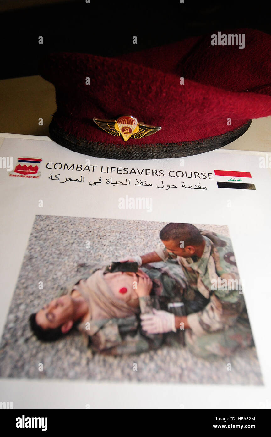 The beret of an Iraqi soldier from the 4th Iraqi Army Engineer Regiment ...