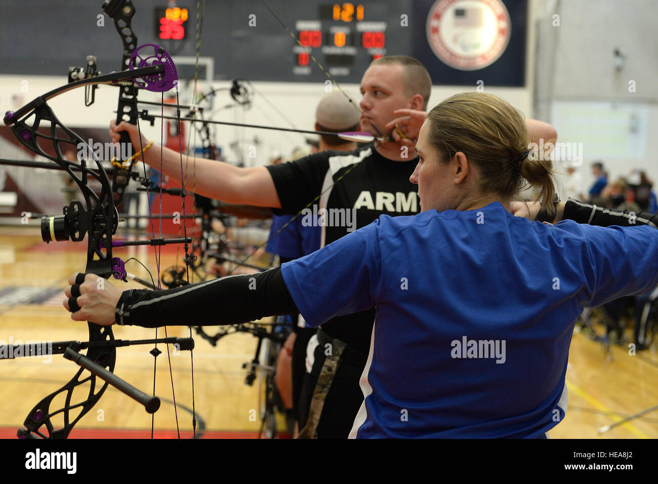 Air Force Athlete Kyle Burnett competes in archery during the 2014 ...