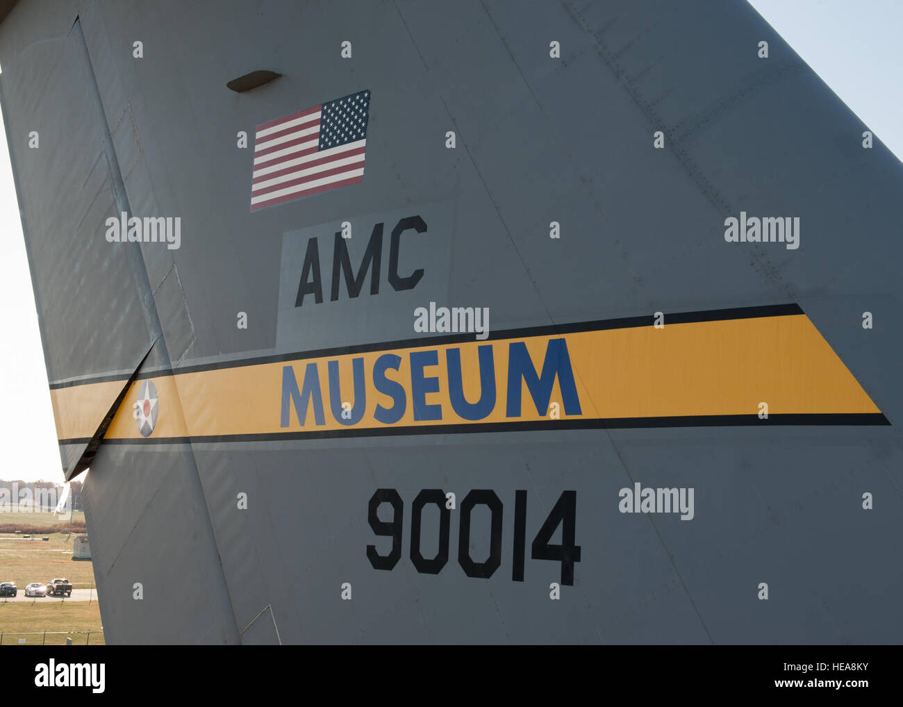 The unique Air Mobility Command Museum tailflash is displayed on a C-5A ...