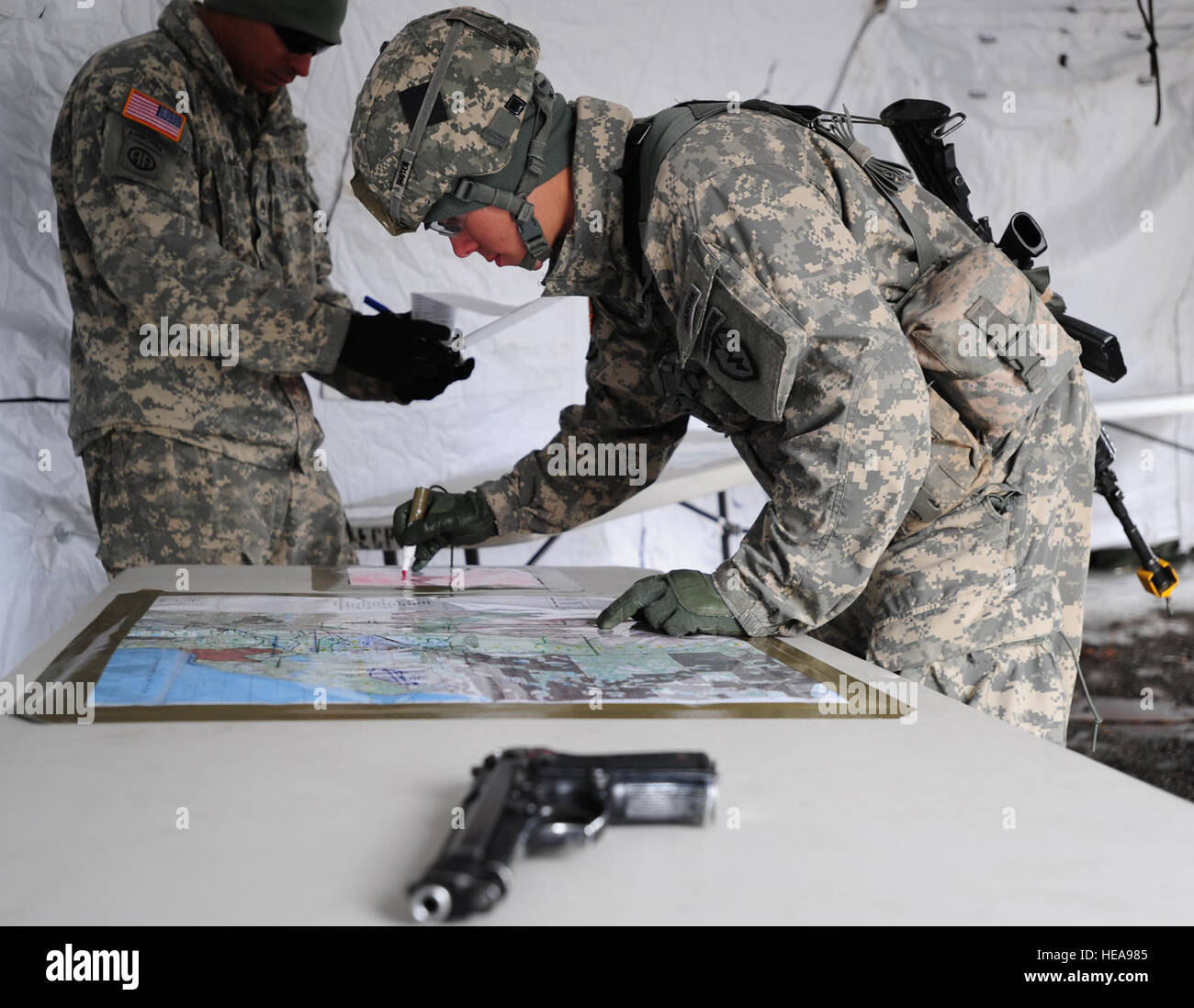 U.S. Army infantry personnel identify terrain features during Expert ...