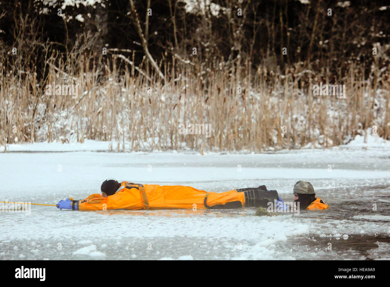 Senior Airman Jacob Davidson, right, recovers a simulated victim played ...