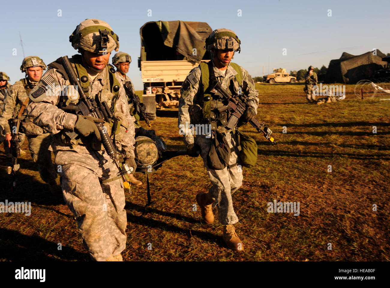 U.S. Army medics from Charlie Company, 407th Brigade Support Battalion ...
