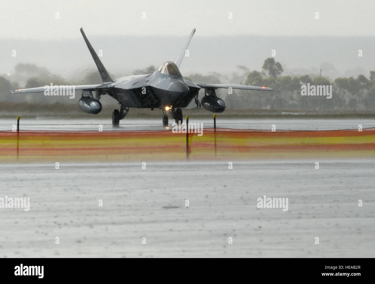 A U.S. Air Force F-22 Raptor aircraft assigned to the 154th Wing at ...