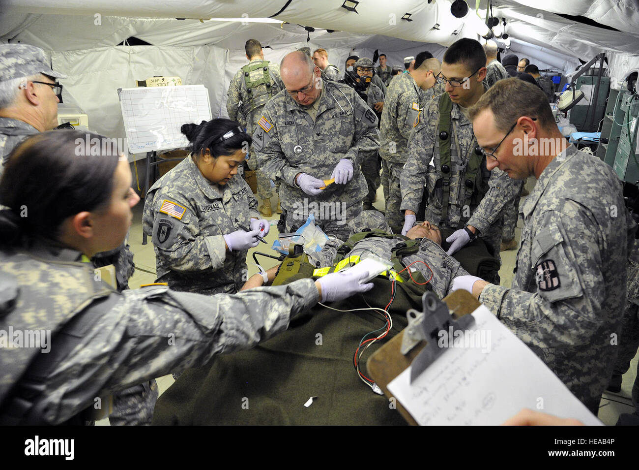 U.S. Army soldiers with the 328th Combat Support Hospital treat wounded ...