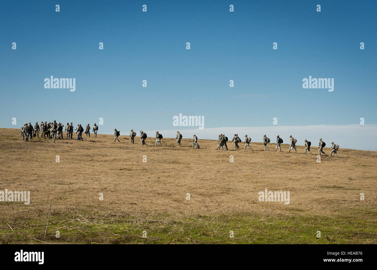U.S. Air Force aeromedical personnel rally after an engine running ...