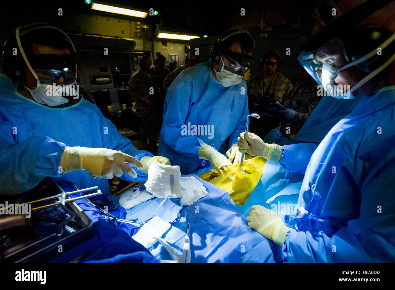 U.S. Air Force tactical critical care team member performs a simulated ...