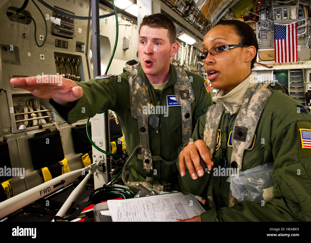 U.S. Air Force Staff Sgt. Michael Stevens (left), aeromedical service ...