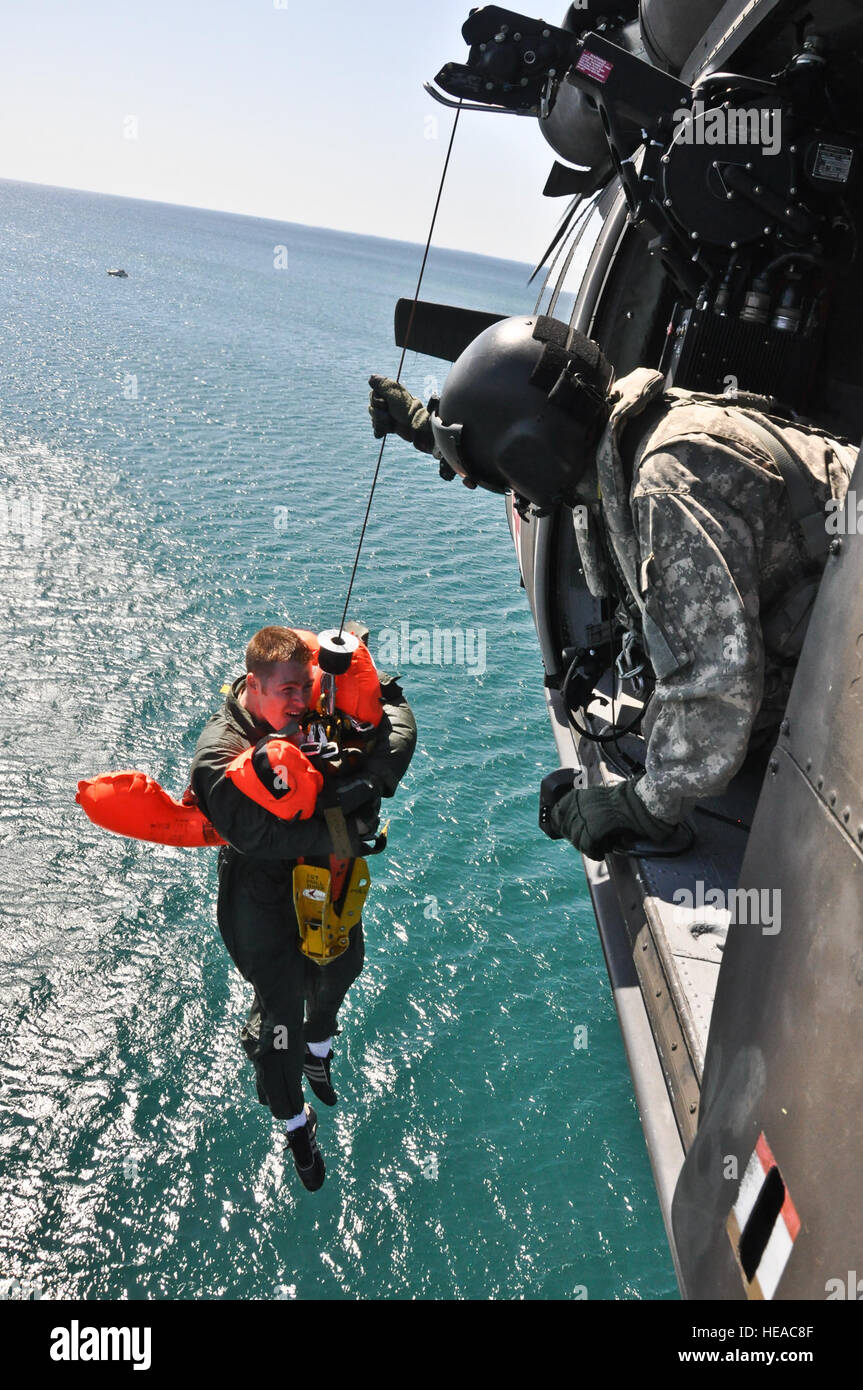 UH-60 Black Hawk helicopter crew chief Eric Leukert from the Army ...