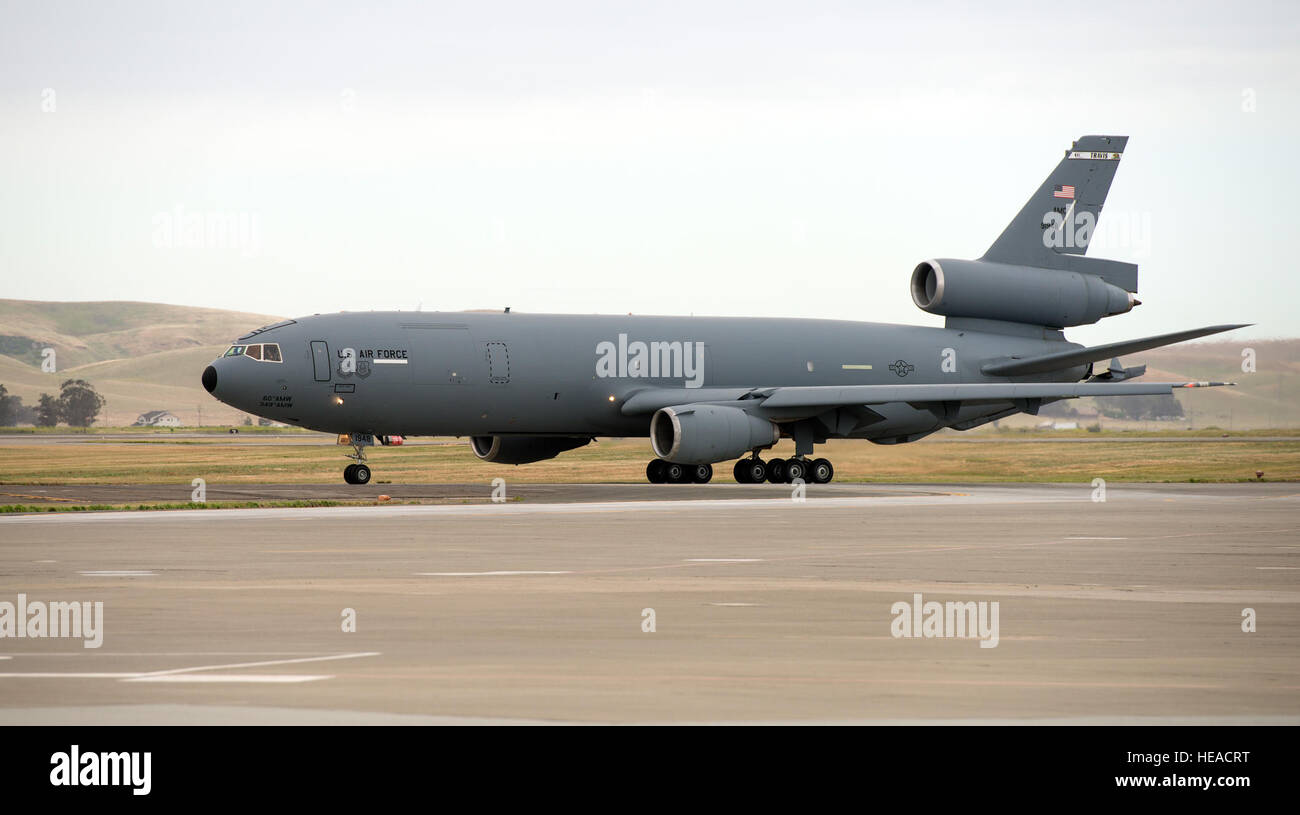 A KC-10 Extender is photographed at Travis Air Force Base, Calif., May ...