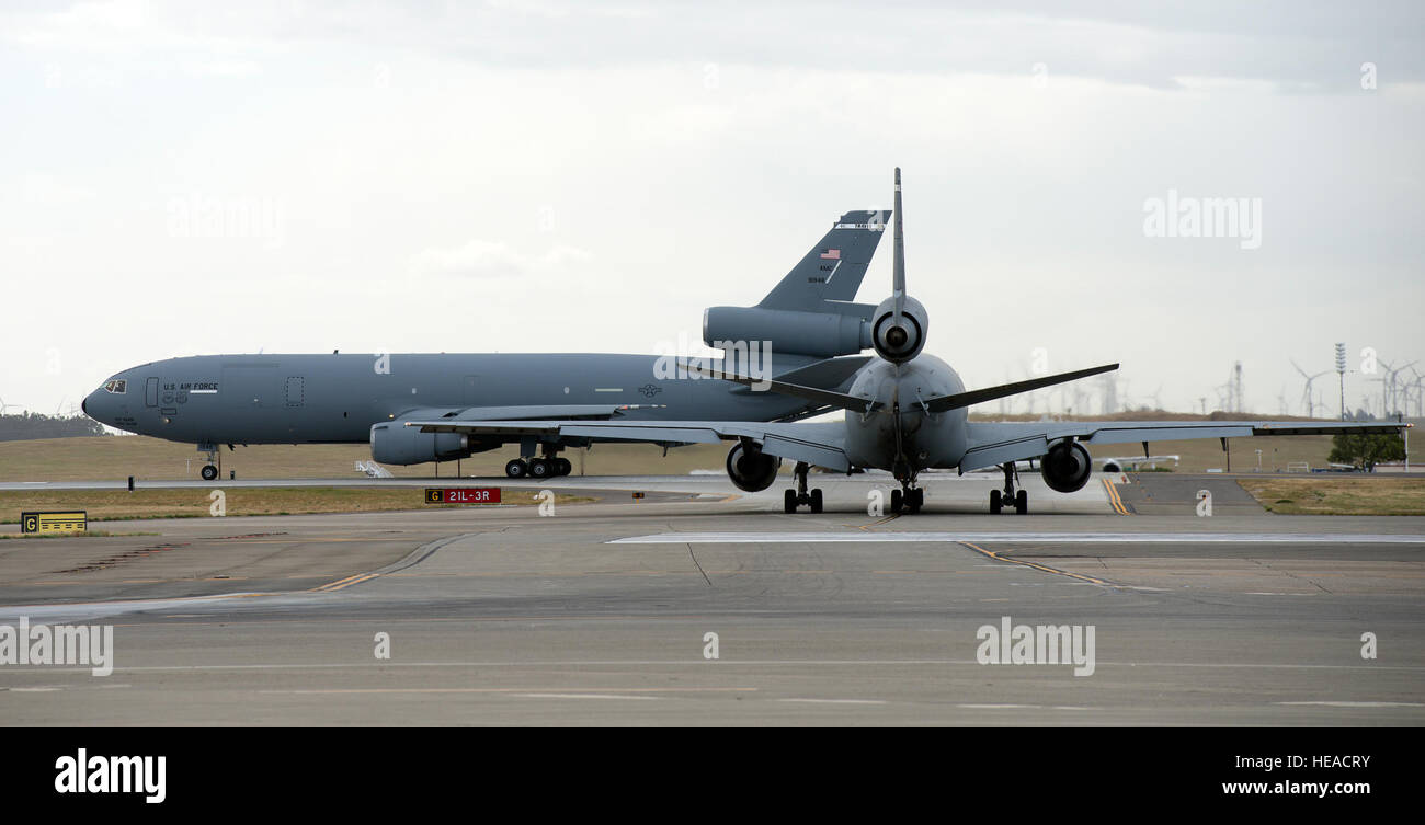 A KC-10 Extender is photographed at Travis Air Force Base, Calif., May ...