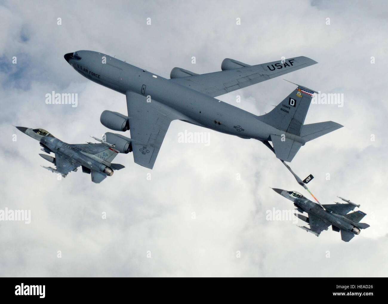 A KC-135 Stratotanker from Royal Air Force Mildenhall, England, refuels ...