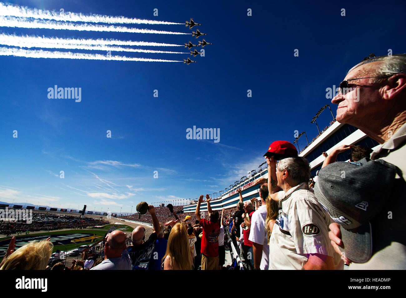 The U.S. Air Force Thunderbirds perform a precision fly-by at Las Vegas ...