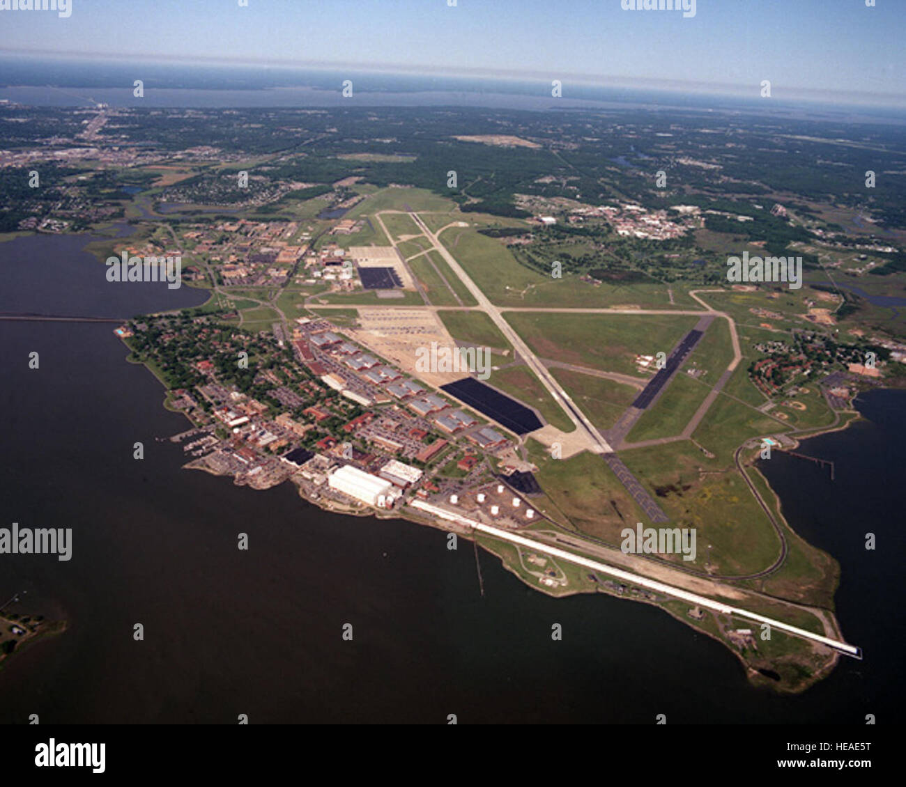 Aerial view of Langley AFB May 1991 Sgt Joe Springfield Stock Photo - Alamy