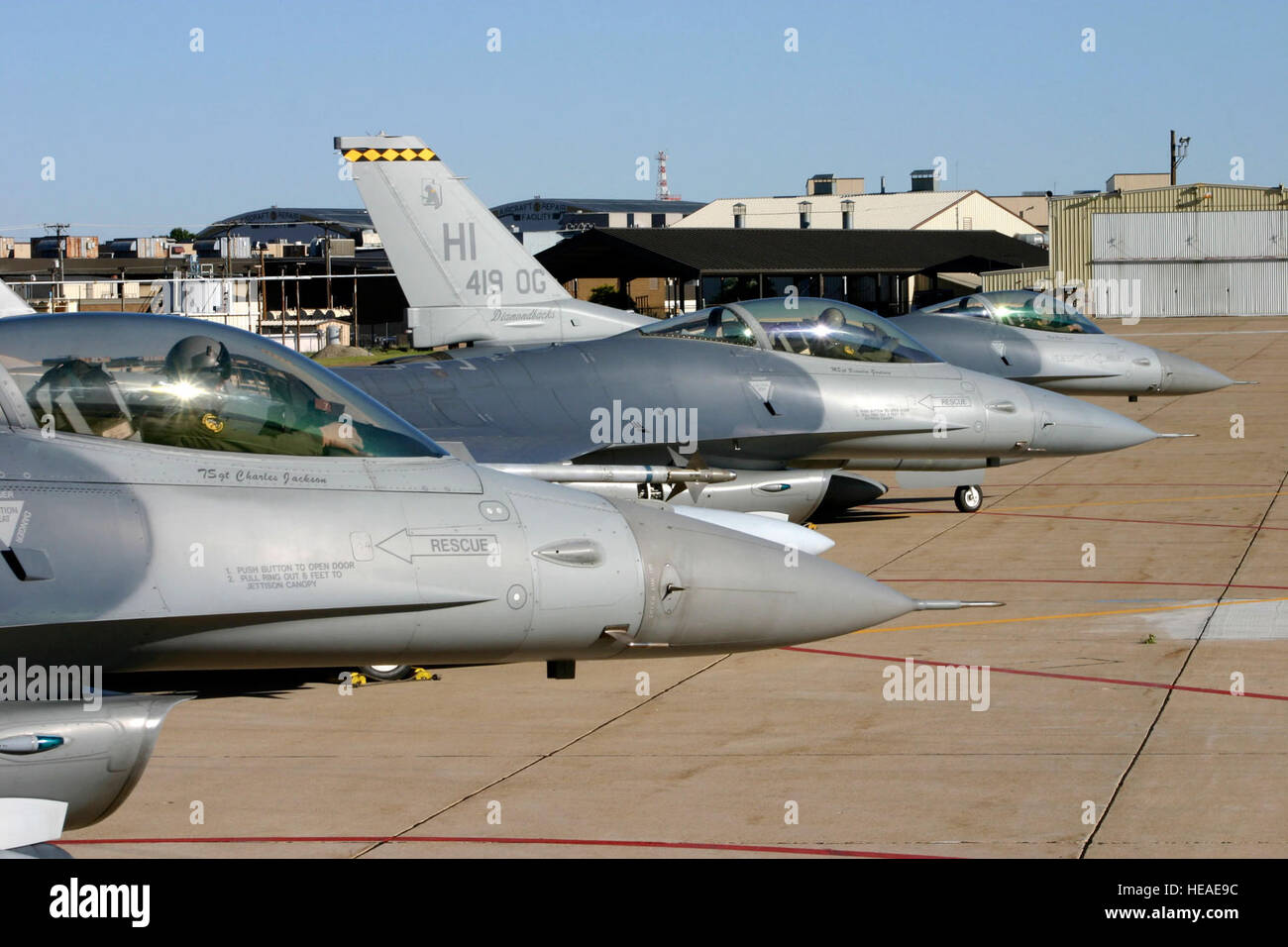 The last three 419th Fighter Wing F-16 Fighting Falcons prepare to taxi ...