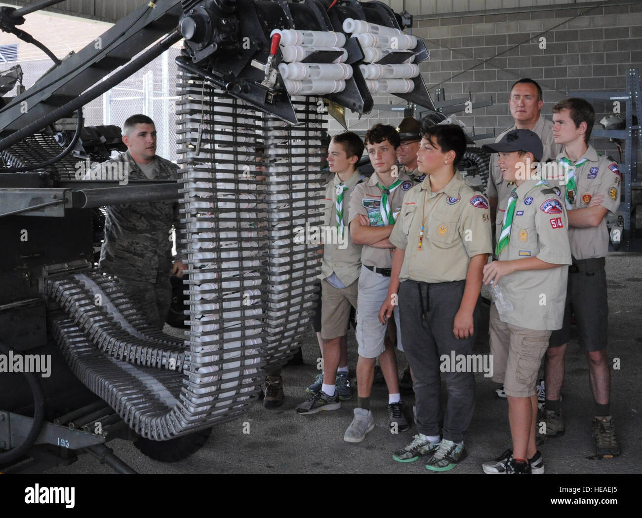 Boy Scouts from Lee's Summit Troop 54 observe U.S. Air Force Tech. Sgt ...