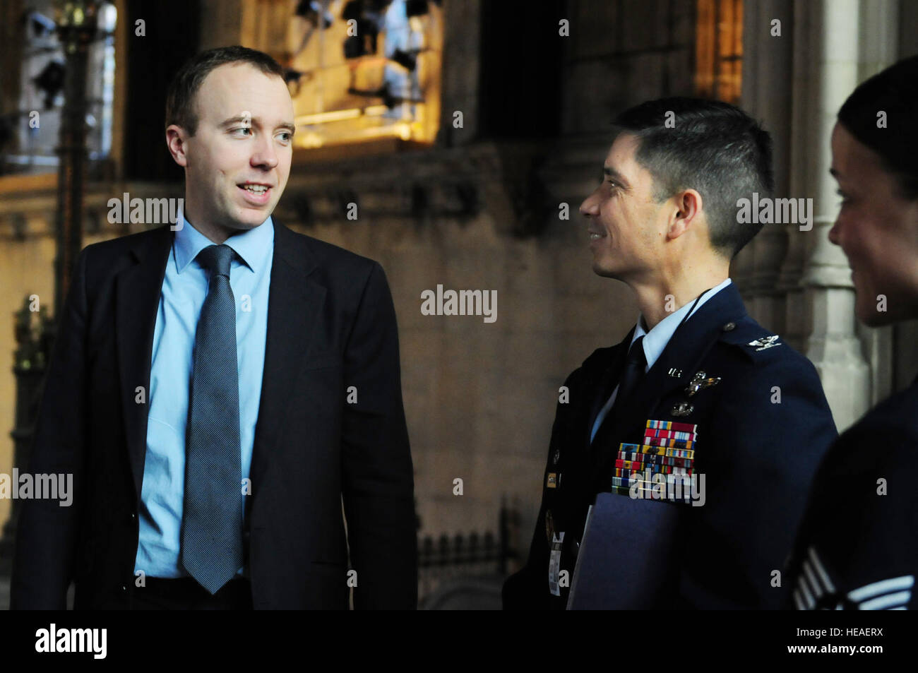 Matthew Hancock (left), member of Parliament for West Suffolk, speaks ...