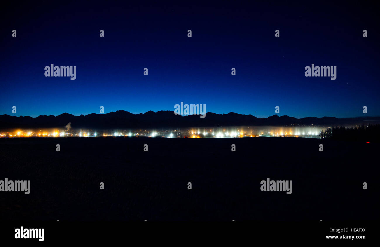 Light pillars shine brightly over Joint Base Elmendorf-Richardson ...