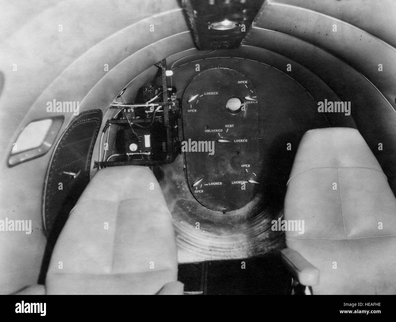 Lockheed XC-35 interior view, looking aft (two passenger seats and ...