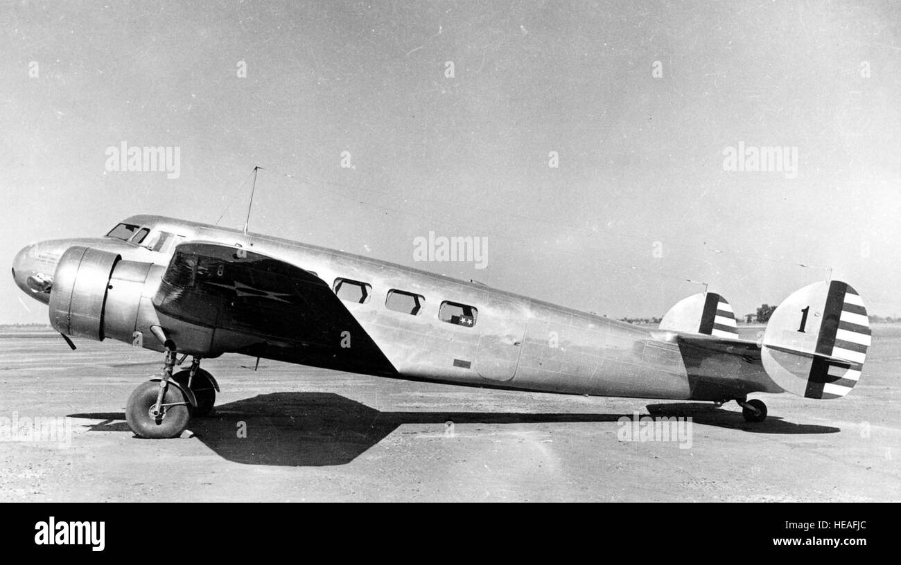 Lockheed Y1C-37 side view. National Guard aircraft No. 1. Note two-star ...