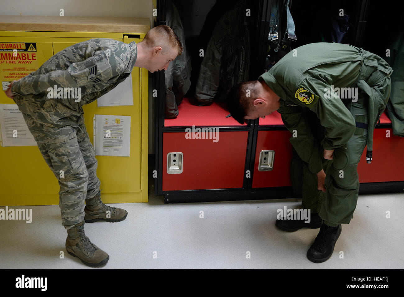 U.S. Air Force Senior Airman Dakota Lujan, 419th Fighter Wing, assists ...