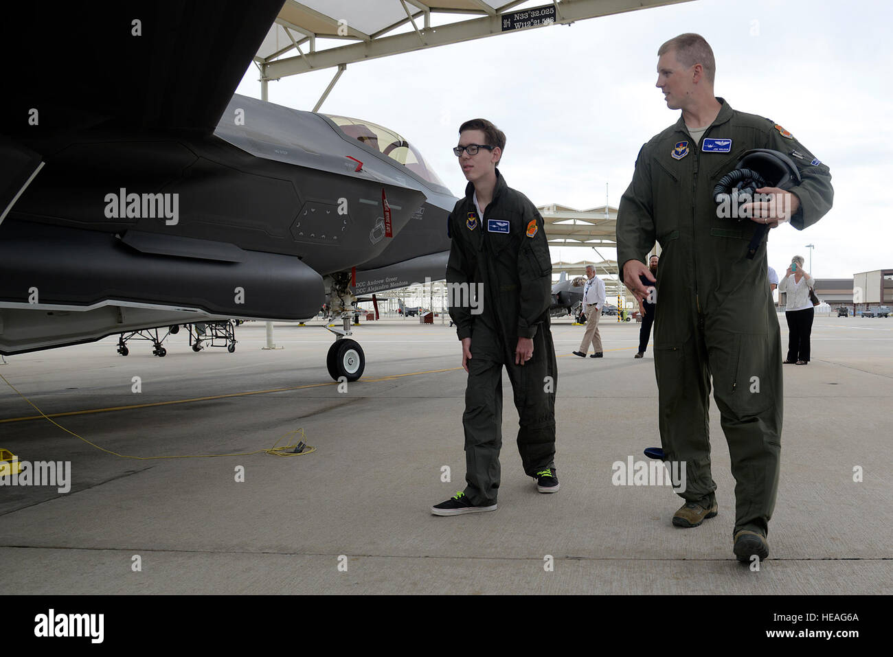 Capt. Joseph Walker, 62nd Fighter Squadron flight commander, shows Zach ...