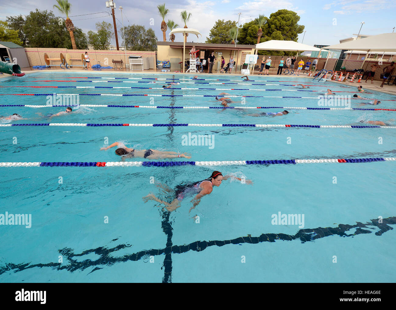 The 400 meter swim was the first event for the Luke Air Force base ...