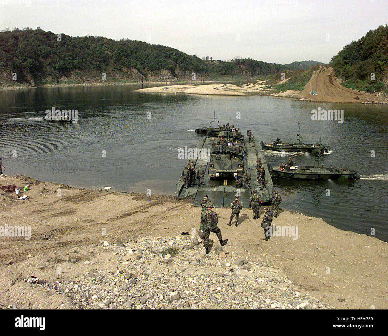 Two M2 Bradley Fighting Vehicles assigned to the 2-9 Infantry, Camp ...