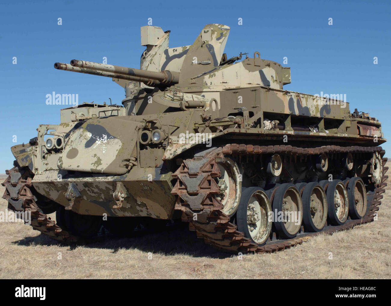 An M42 Duster tank sits on Melrose Air Force Range, 25 miles from ...