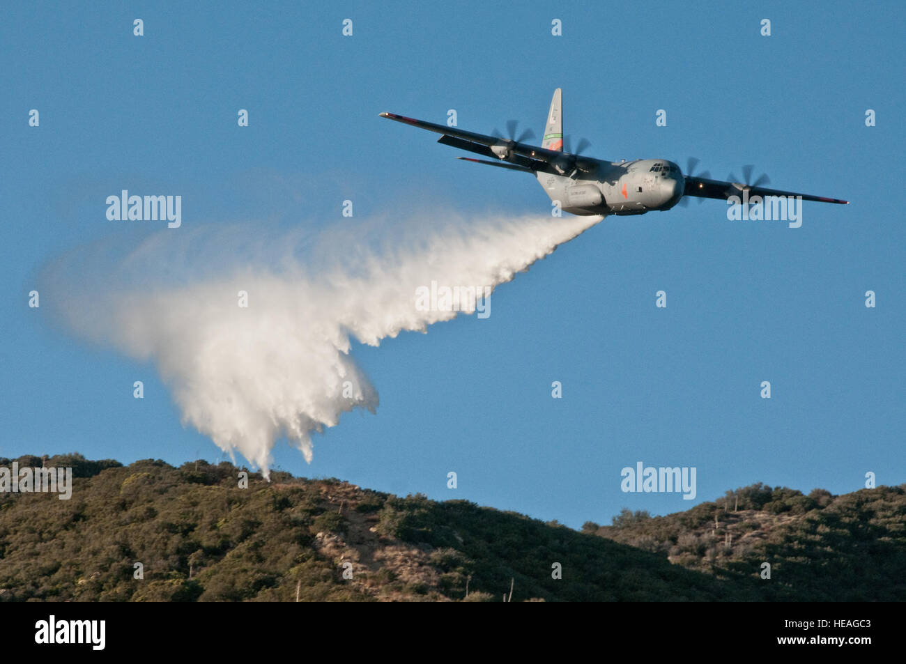 A C-130J Hercules aircraft equipped with Modular Airborne Firefighting ...