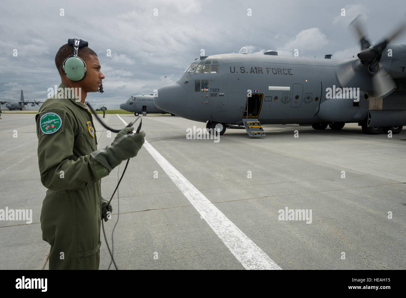 U.S. Air Force Airman 1st Class Quinn Harris, C-130 Hercules loadmaster ...