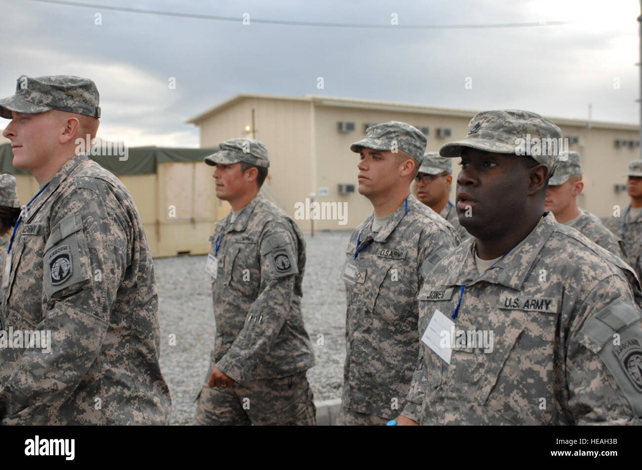 Staff Sgt. Willie Jones marches his squad back from the dining facility ...