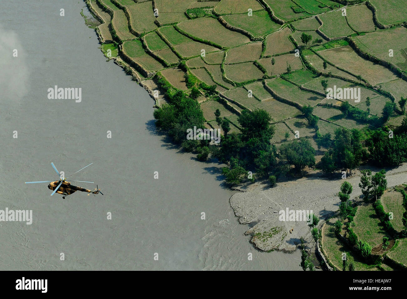 An Mi-17 helicopter formation prepares to land and refuel after a ...