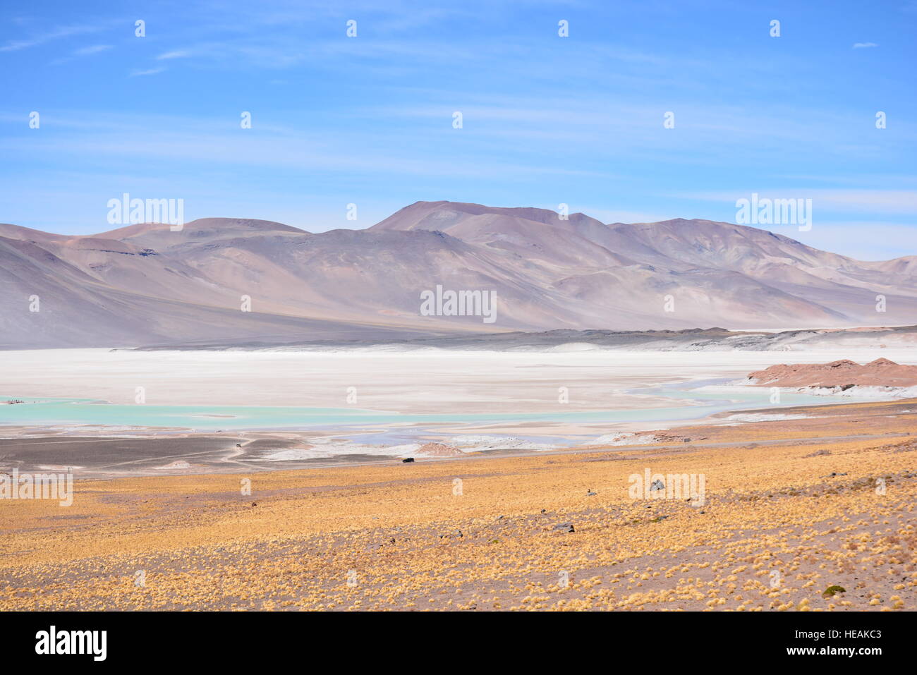Landscape of mountain and lake in Atacama desert Chile Stock Photo - Alamy