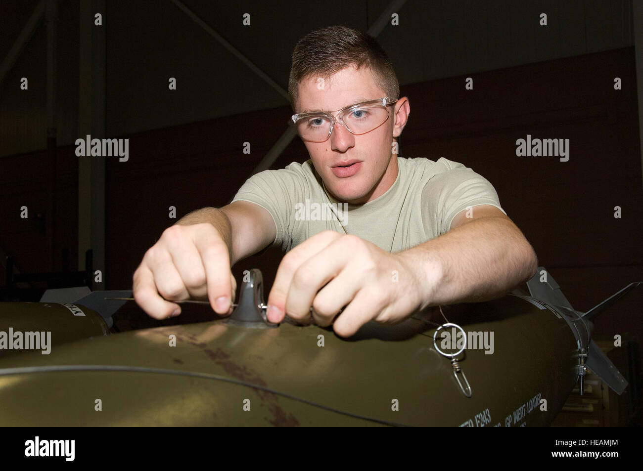 Air Force personnel at Sheppard AFB, Texas, install arming wires on ...