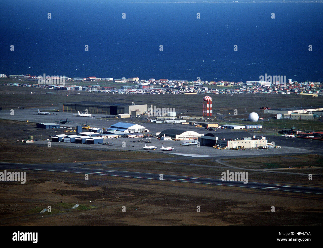 An aerial view shows the facilities of the 57th Fighter Interceptor ...
