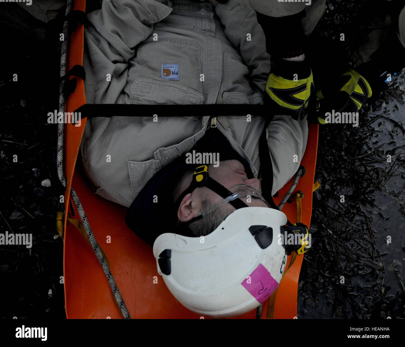 Tech. Sgt. David Webster plays victim during a rescue scenario at the ...