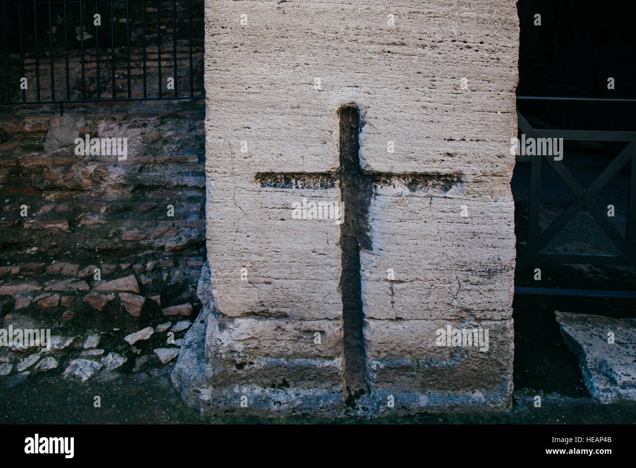 Cross inside of the Colosseum Rome, Italy Stock Photo - Alamy