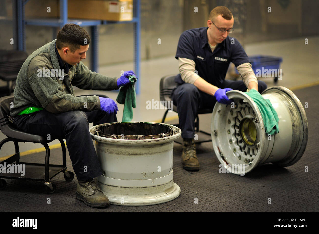 Senior Airman Terron Charles (left) and Senior Airman Bradley Matheny ...