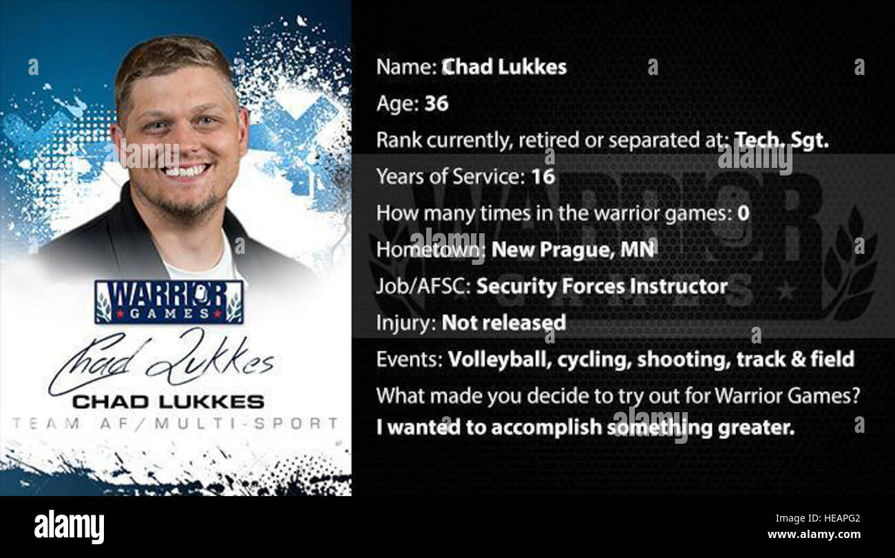 Warrior Games profile for Chad Lukkes. (U.S. Air Force graphic/Corey ...