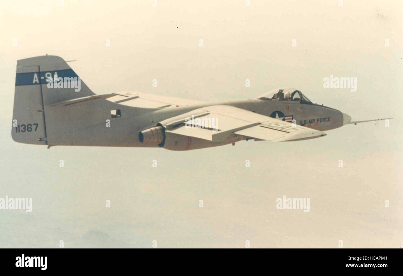 A Northrop A-9A aircraft is shown in flight, demonstrating tactical ...