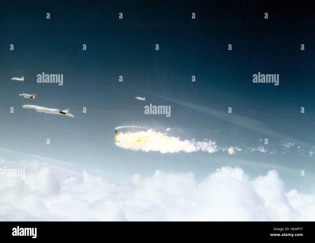 North American XB-70A Valkyrie just after collision. Photo taken a ...