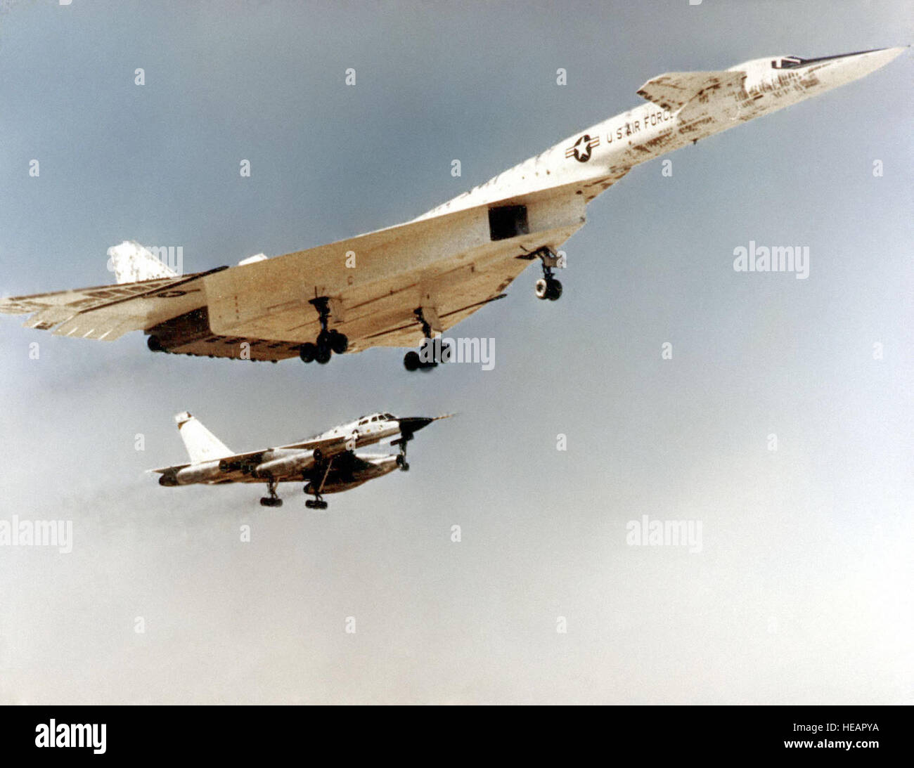 North American XB-70A Valkyrie in flight landing configuration, with ...
