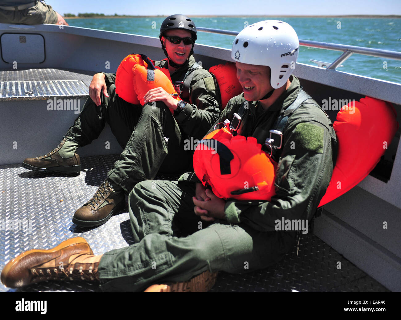 U.S. Air Force aircrew members compare their experience after jumping ...