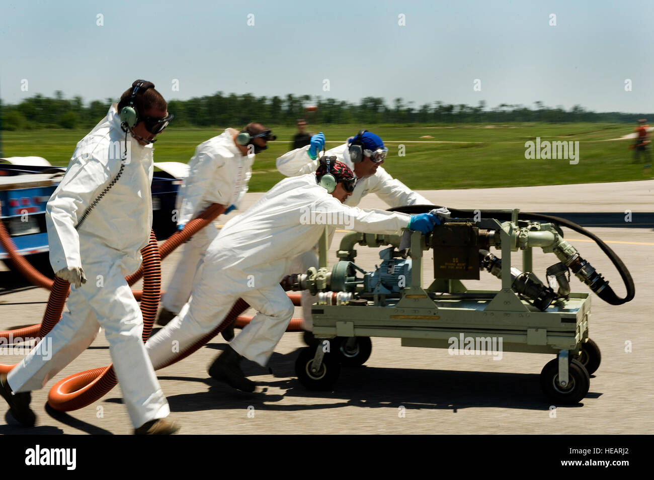 A team of U.S. Air Force aerial spray aircraft maintainers from the ...