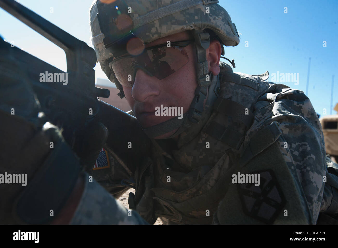 Army 1st Lt. Joshua Brandon performs a 25-meter security check during ...